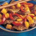 Chinese Mango Beef with Red Bell Pepper, Ginger, and Cashew Nuts