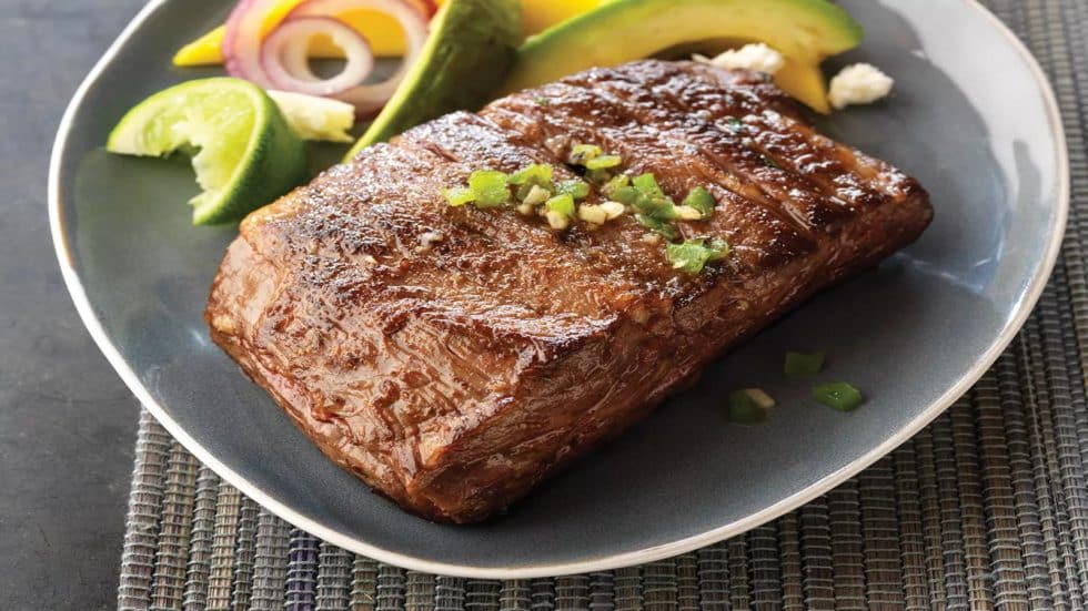 Spicy Grilled Ribeye Steak with Avocado-Mango Salad