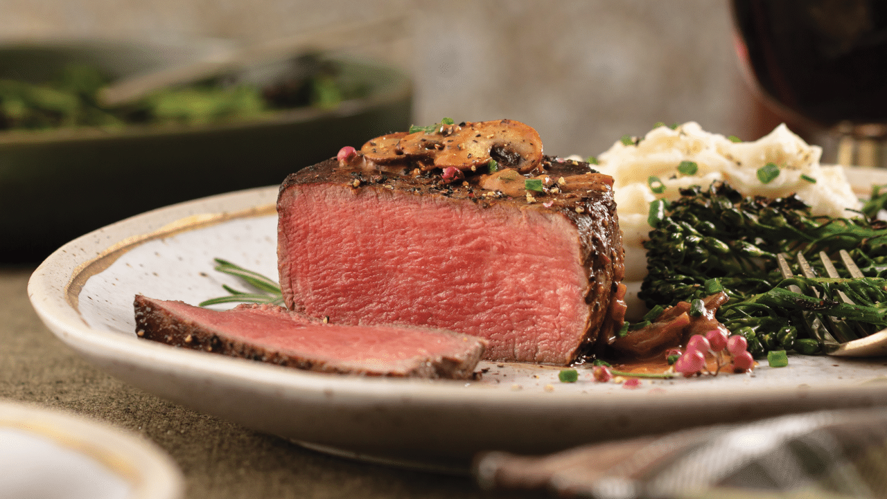 Filet Diane With Roasted Garlic Mashed Potatoes Recipe